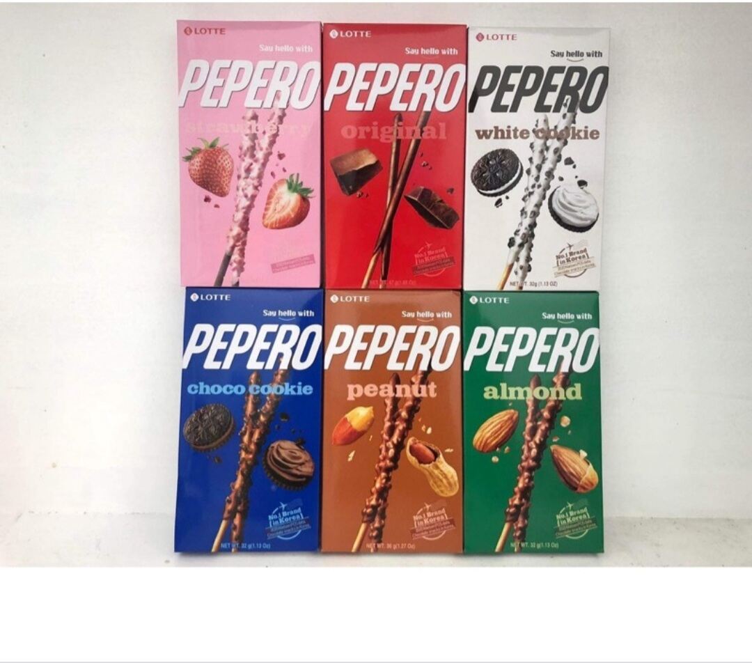 Lotte Pepero Korean Snacks Chocolate/Almond/Peanut/Cream cheese 37g ...