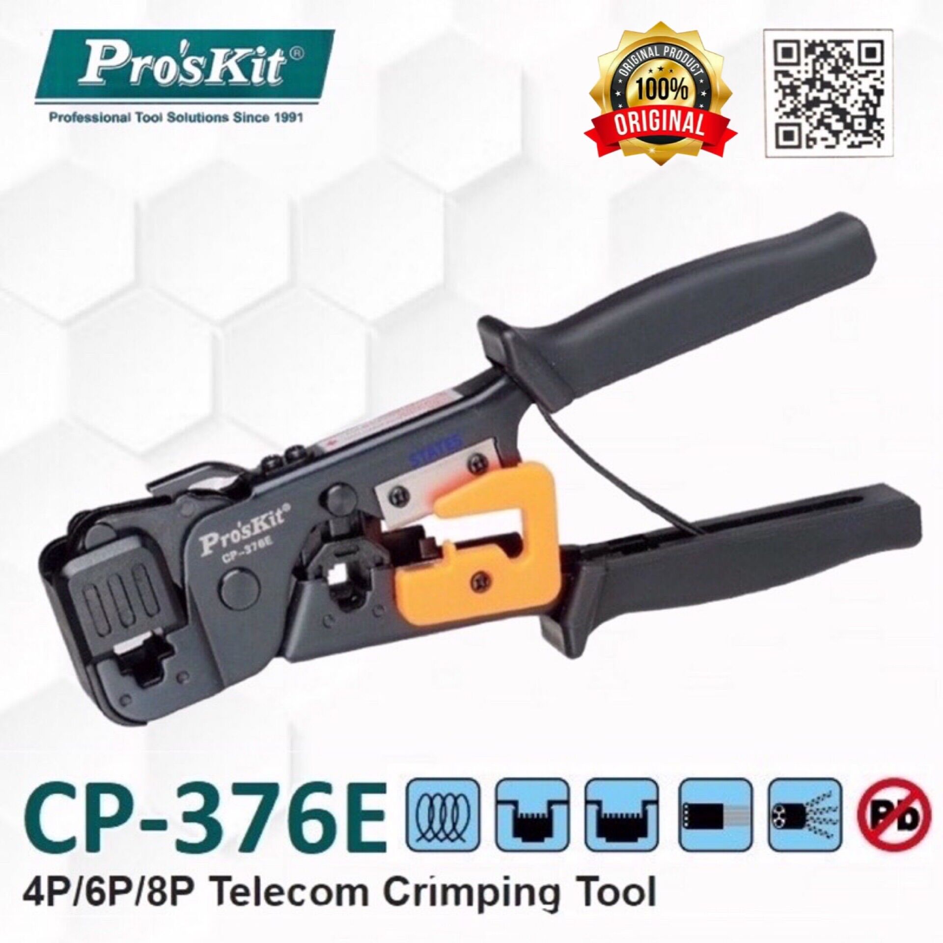 Pro'sKit Telecom Crimping Tool 4P/6P/8P Original CP-376E | Lazada