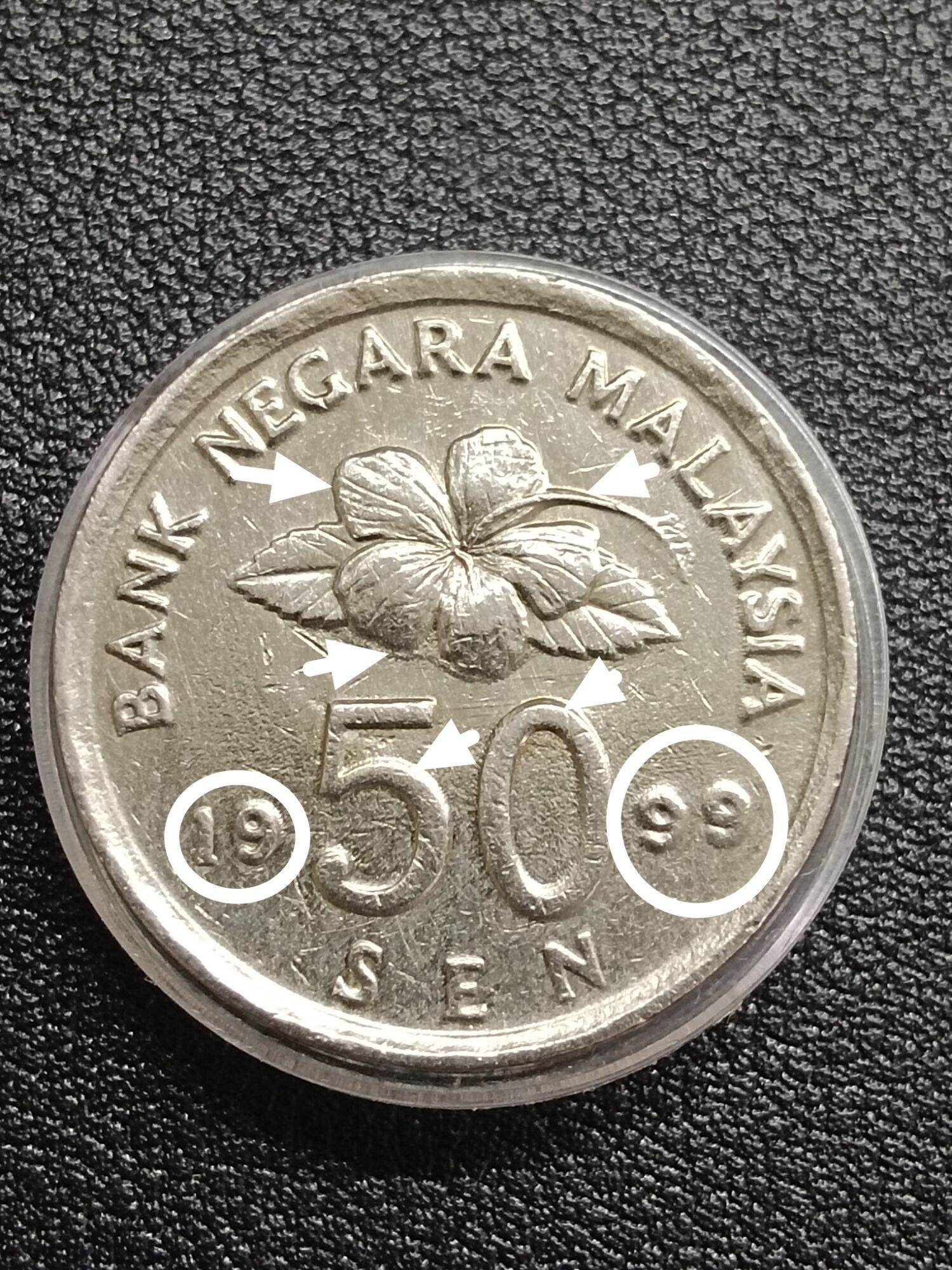 Malaysia syiling 50sen tahun1999(error) | Lazada
