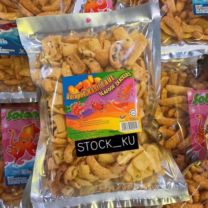 Pangkor Food Crackers Sotong Ball Seafood Crackers 80g per pack Crispy ...