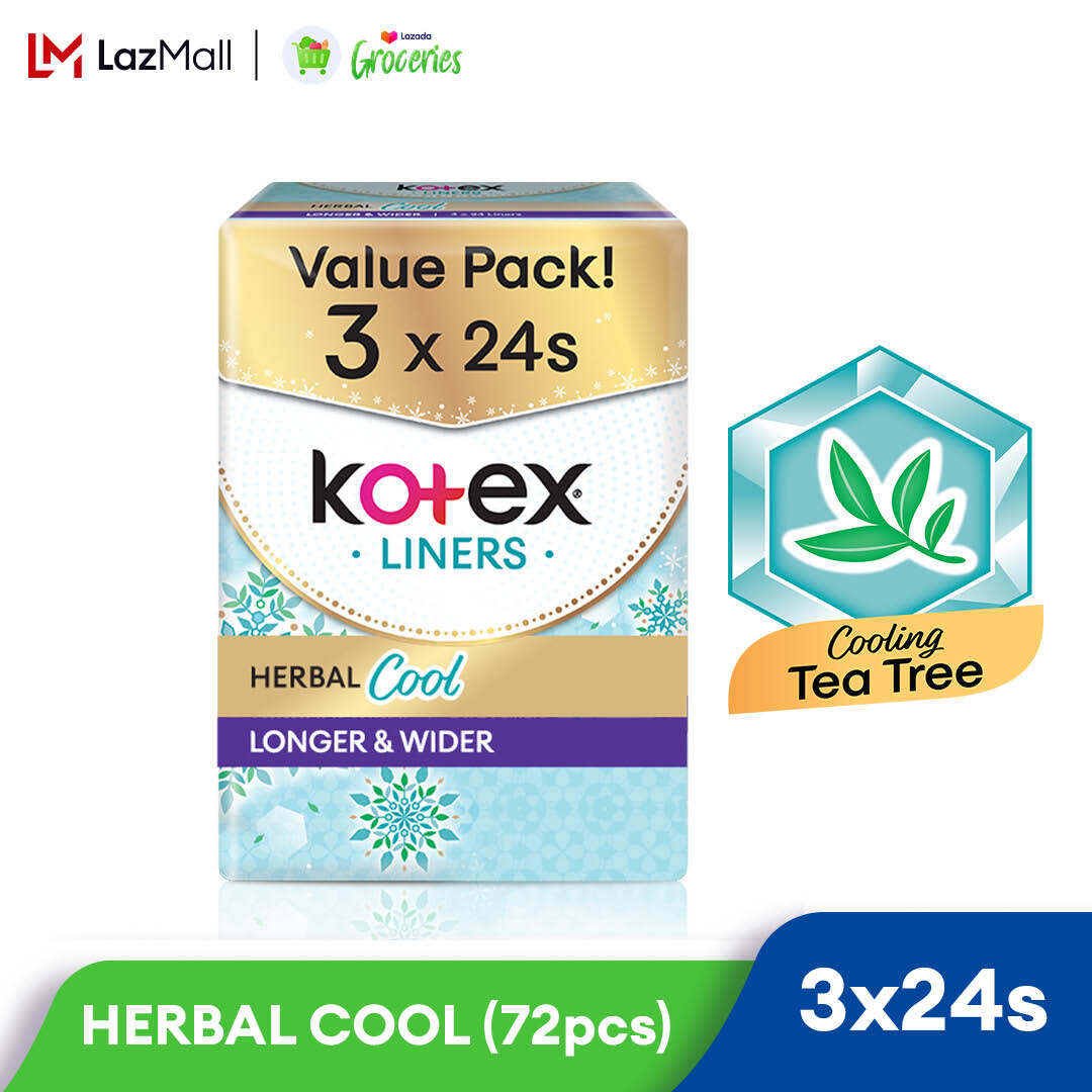 Kotex Herbal Cool Liners Longer & Wider (24s x 3 Packs) | Lazada