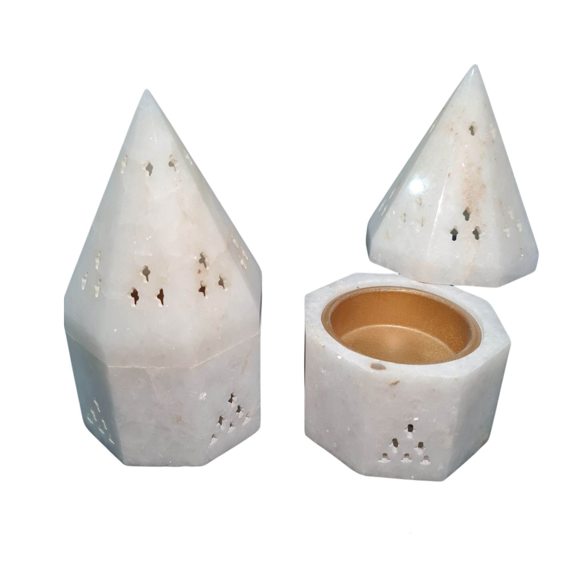 Pure White Fine Marble Octagon Pyramid Mabkhara - made from Rajasthan ...