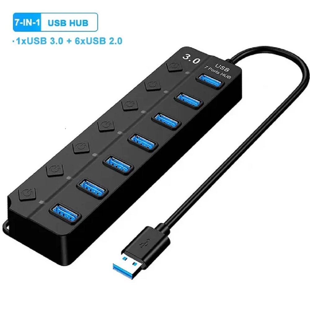 USB 3.0 HUB 7 Ports High Speed Mini Splitter OTG Adapter Docking ...