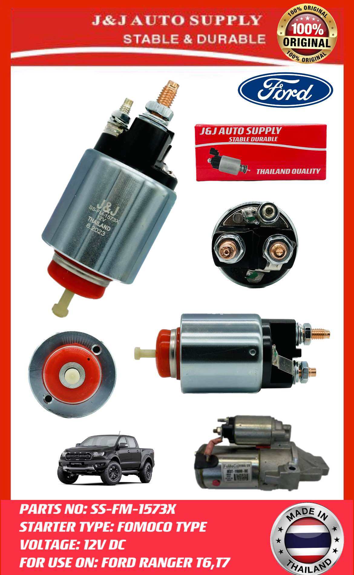 SS-FM-1573X BRAND J&J STARTER SOLENOID (FOMOCO TYPE)12V FOR USE ON ...