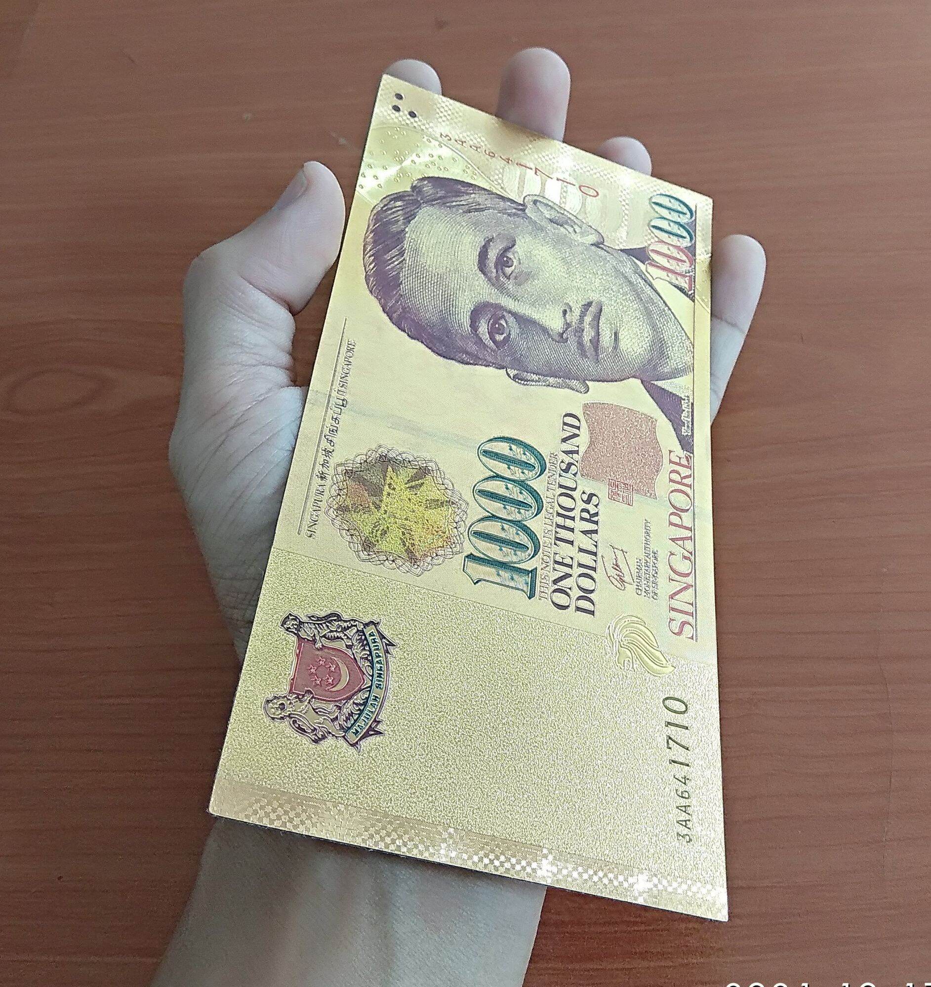 GOLD FOIL DUIT SGD 1000 ONE THOUSAND DOLLARS SINGAPORE SOURVENIR