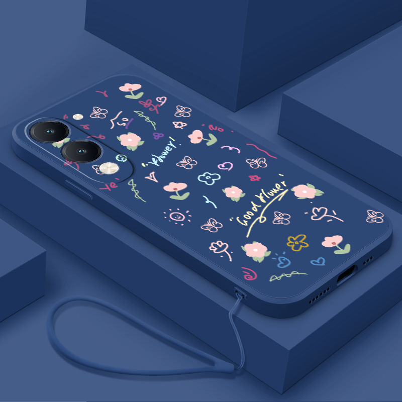 Vivo Y04 Y39 5G Y29 Stylish Fashion Flower Case Frosted Liquid Silicon ...