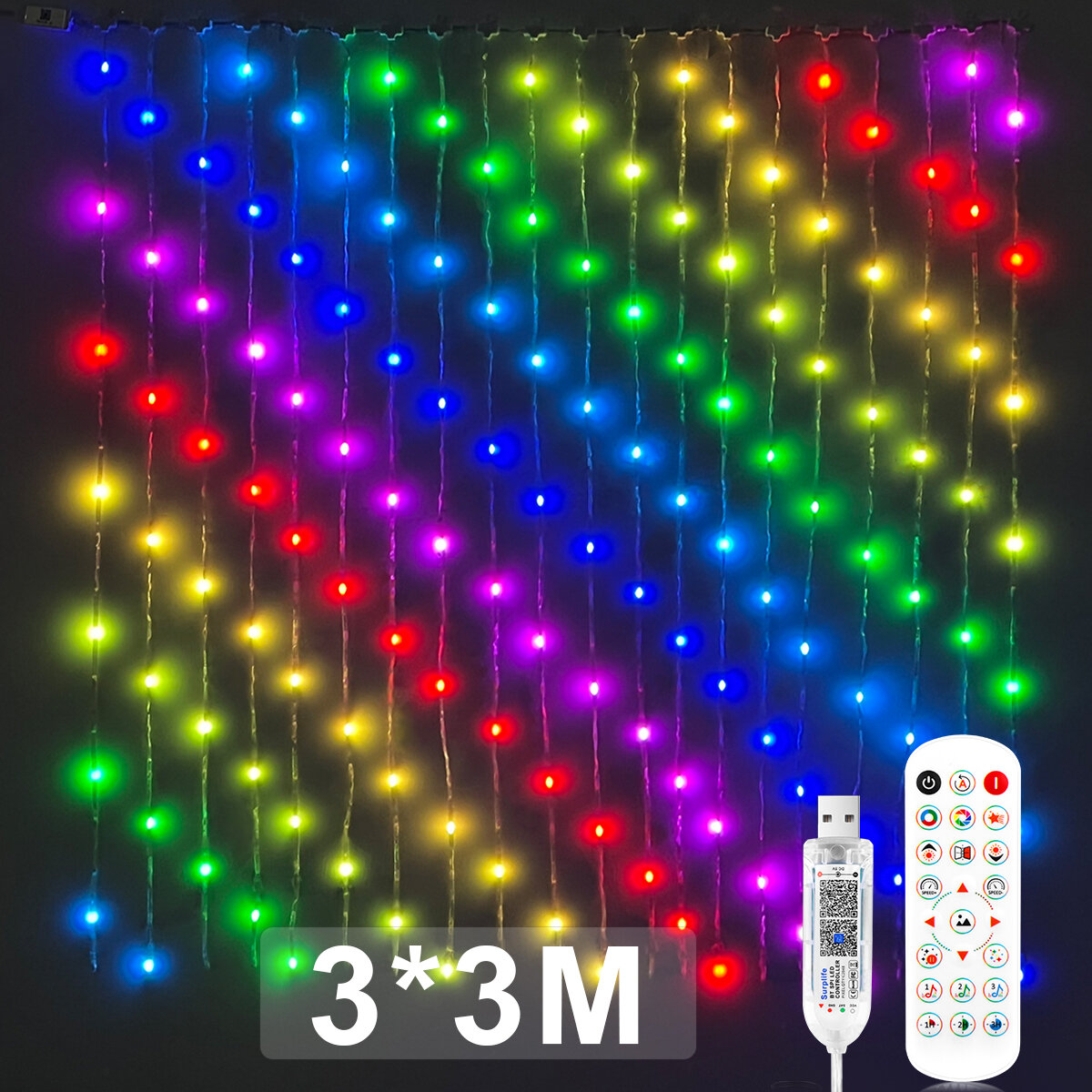 Smart Bluetooth RGB LED Curtain Lights USB App Control Programmable ...