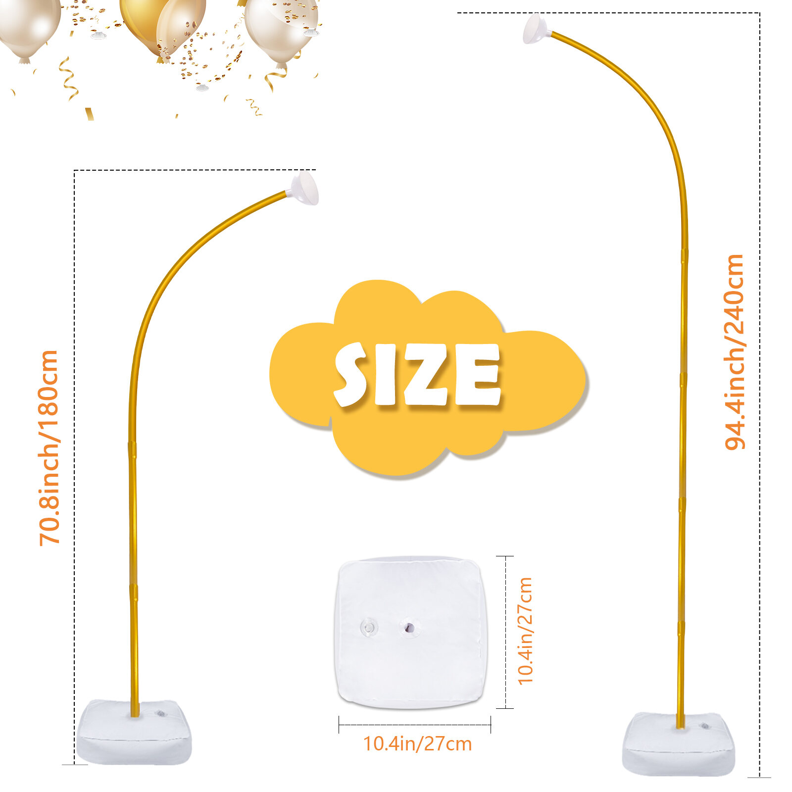 Balloon Arch Kit 8FT&6FT Half Arch Balloon Stand with Base, Bending ...