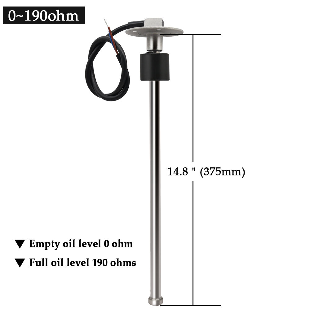 Universal 0-190 Ohm Fuel Level Sensor 200MM 250MM 300MM 350MM Water Level Sensor Stainless Steel ...