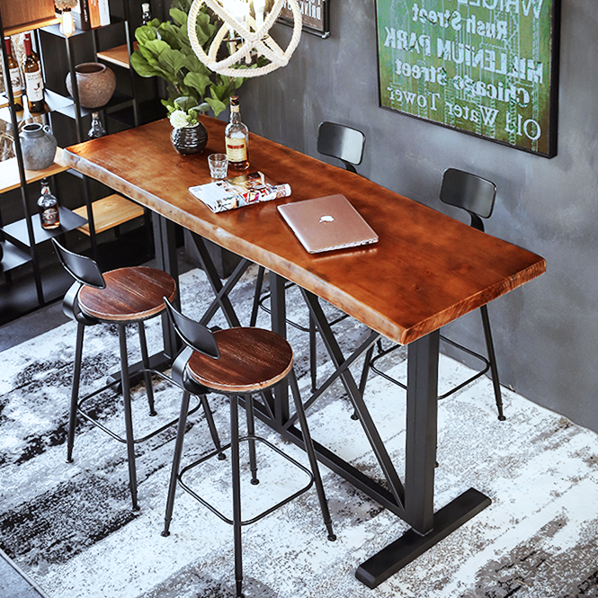 Solid Wood Partition Bar Table Commercial Log Natural Edge High Leg ...