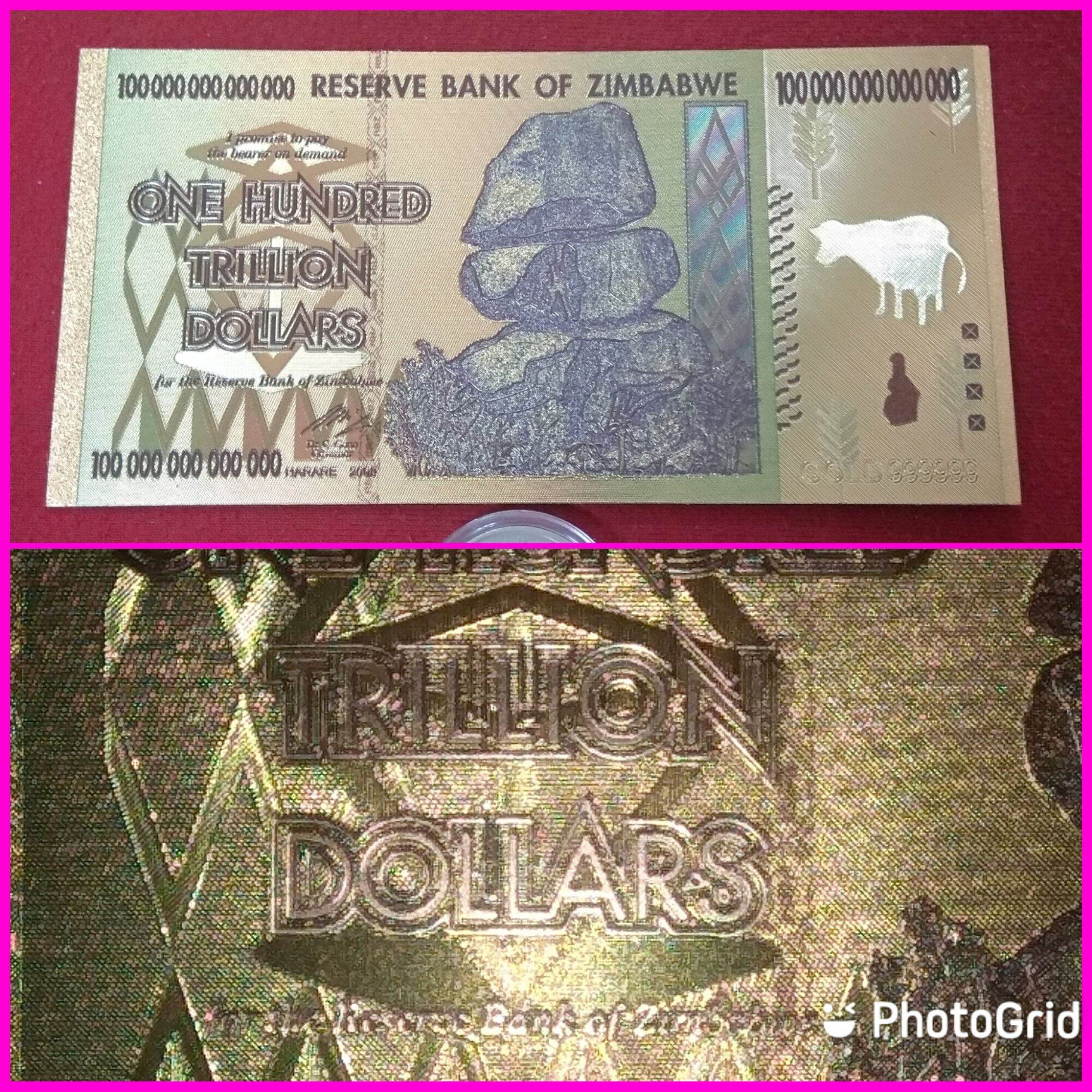 GOLD FOIL DUIT 10 HUNDRED TRILLION DOLLARS 10 000 000 000 000 WORLD ...