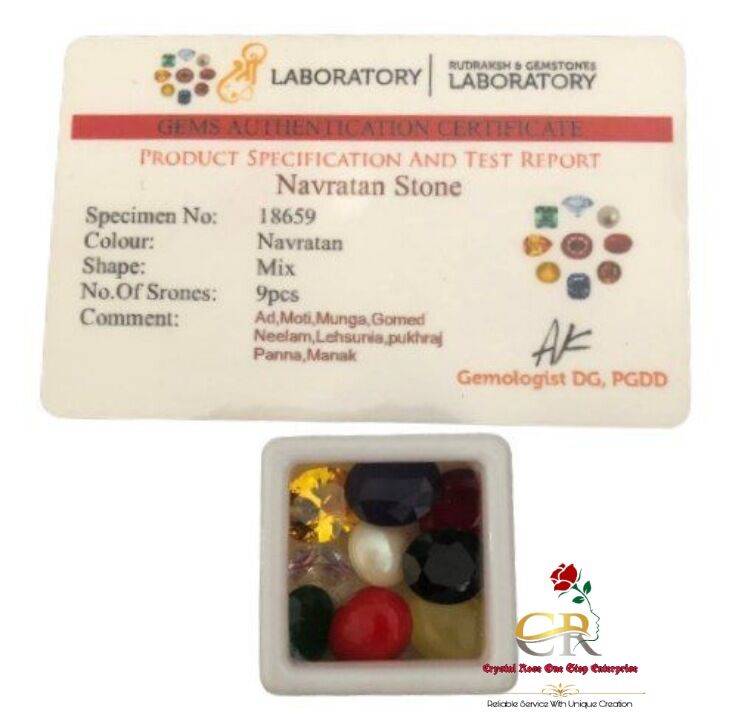 9 In 1 Navratna Stones+Lab Test Authentication Certificate-For Pooja ...