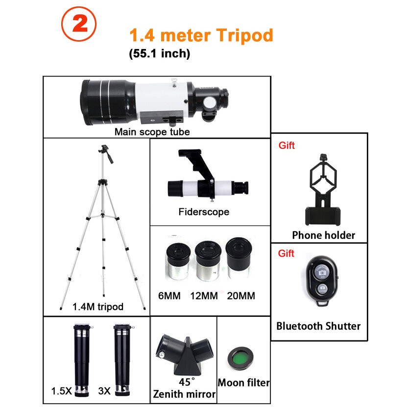 Professional Astronomical Telescope F30070 Monocular 150 Times Zoom HD ...