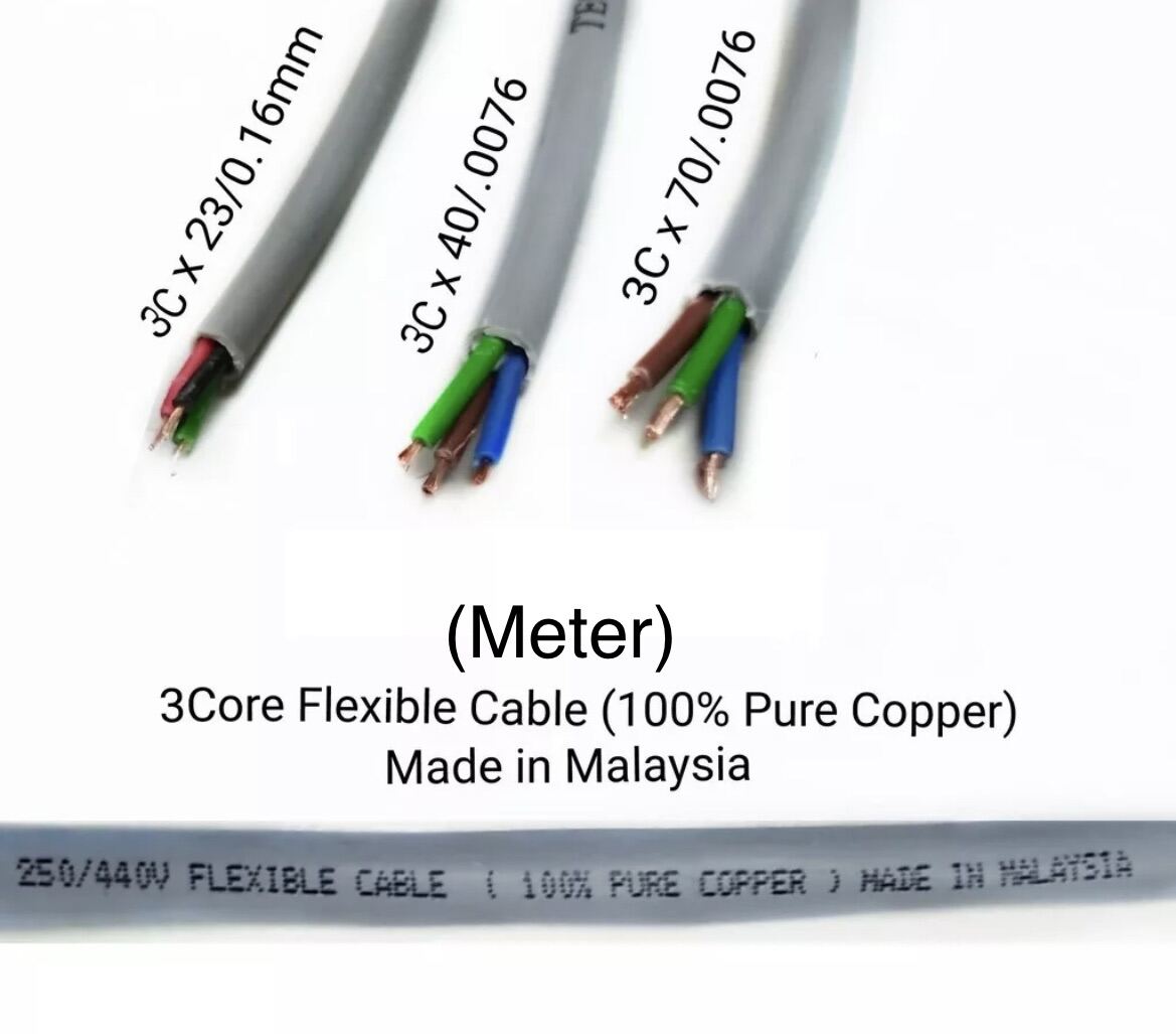 (BY METER) MAJU FLEXIBLE CABLE WAYAR 3 CORE 👍100% PURE COPPER👍 HIGH ...