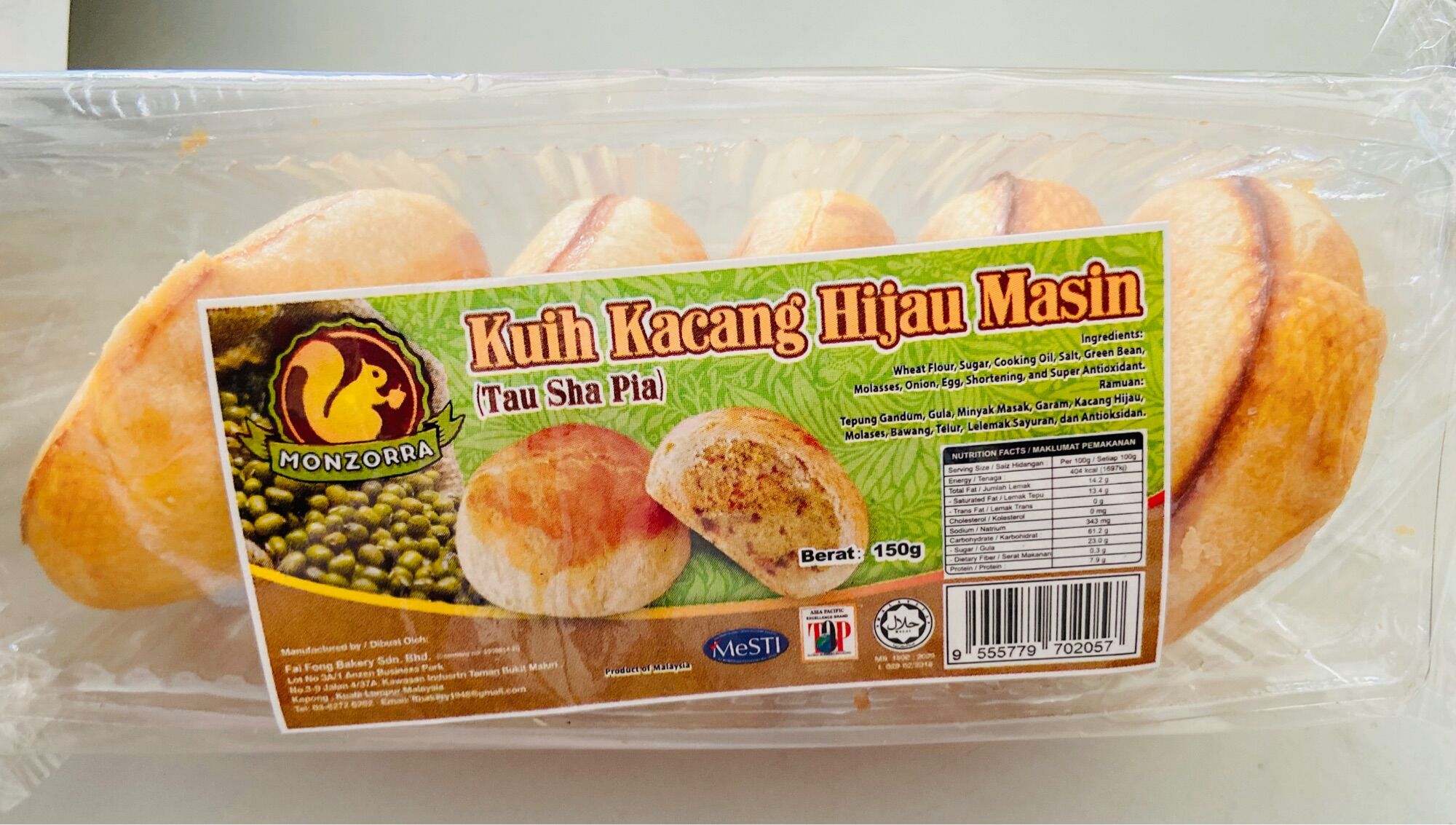 Kuih kacang hijau masin ( berat 150g) | Lazada