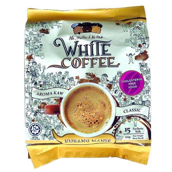 Ali, Muthu & Ah Hock 3 in 1 White Coffee 525g (15 Sachets) Less Sugar ...