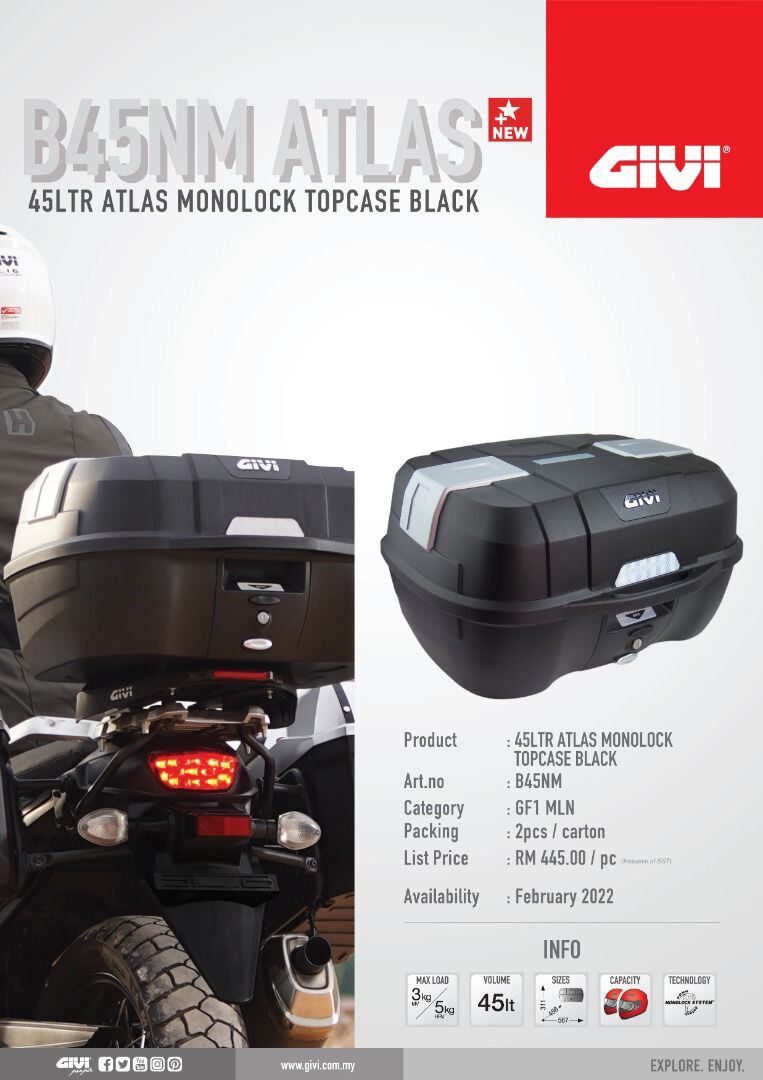 GIVI BOX B45NM 45L with base plate | Lazada