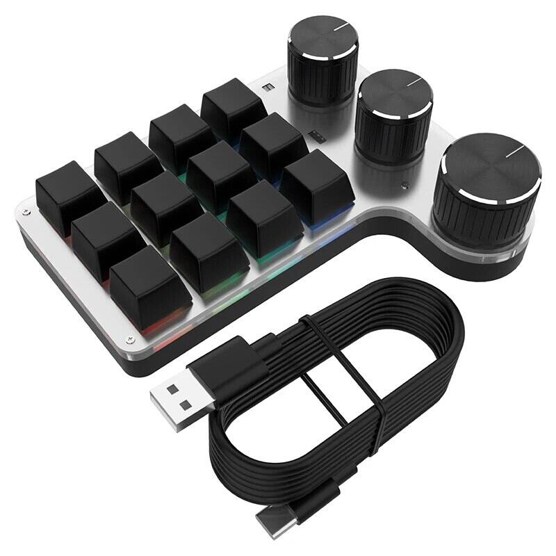 Bluetooth Programming Macro Custom 3 Knob Keyboard RGB 12 Key Copy ...
