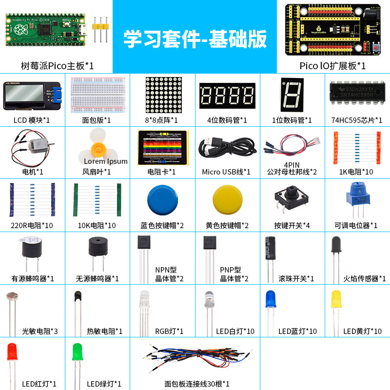 Raspberry Pi Pico Development Board Micropython Programming Basic Entry Learning Kit Raspberry