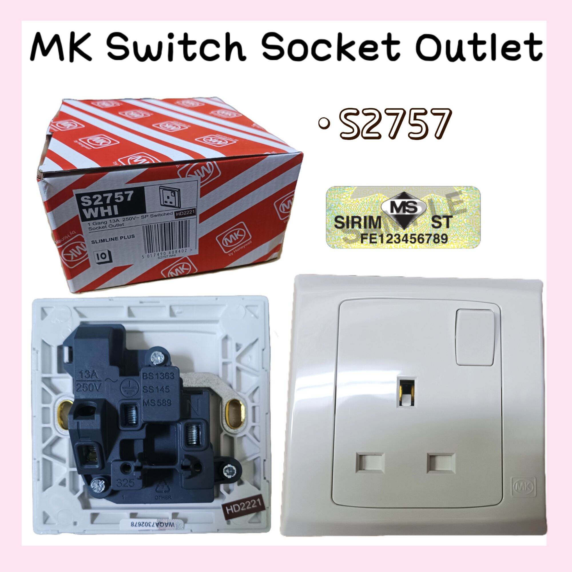 Mk Switch Socket Outlet With Sirim Approved 13a Switch Socket Lazada