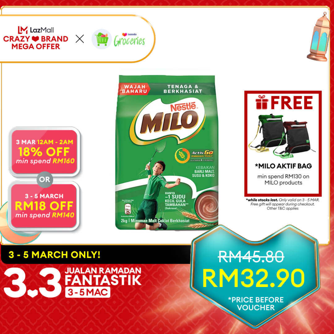 NESTLÉ MILO® CHOCOLATE MALT POWDER Soft Pack 2kg
