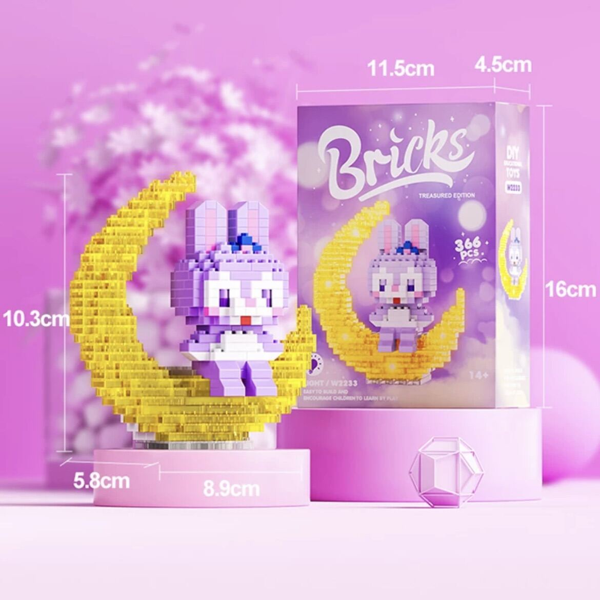 Ready Stock🚚 LED Light Moon Mini Cartoon Model Building Blocks Nano Block Micro Bricks StellaLou ...