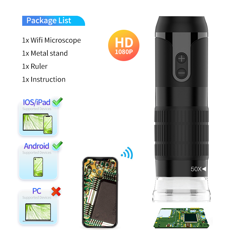 Wireless Digital Microscope 50X-1000X Magnification Portable Handheld ...