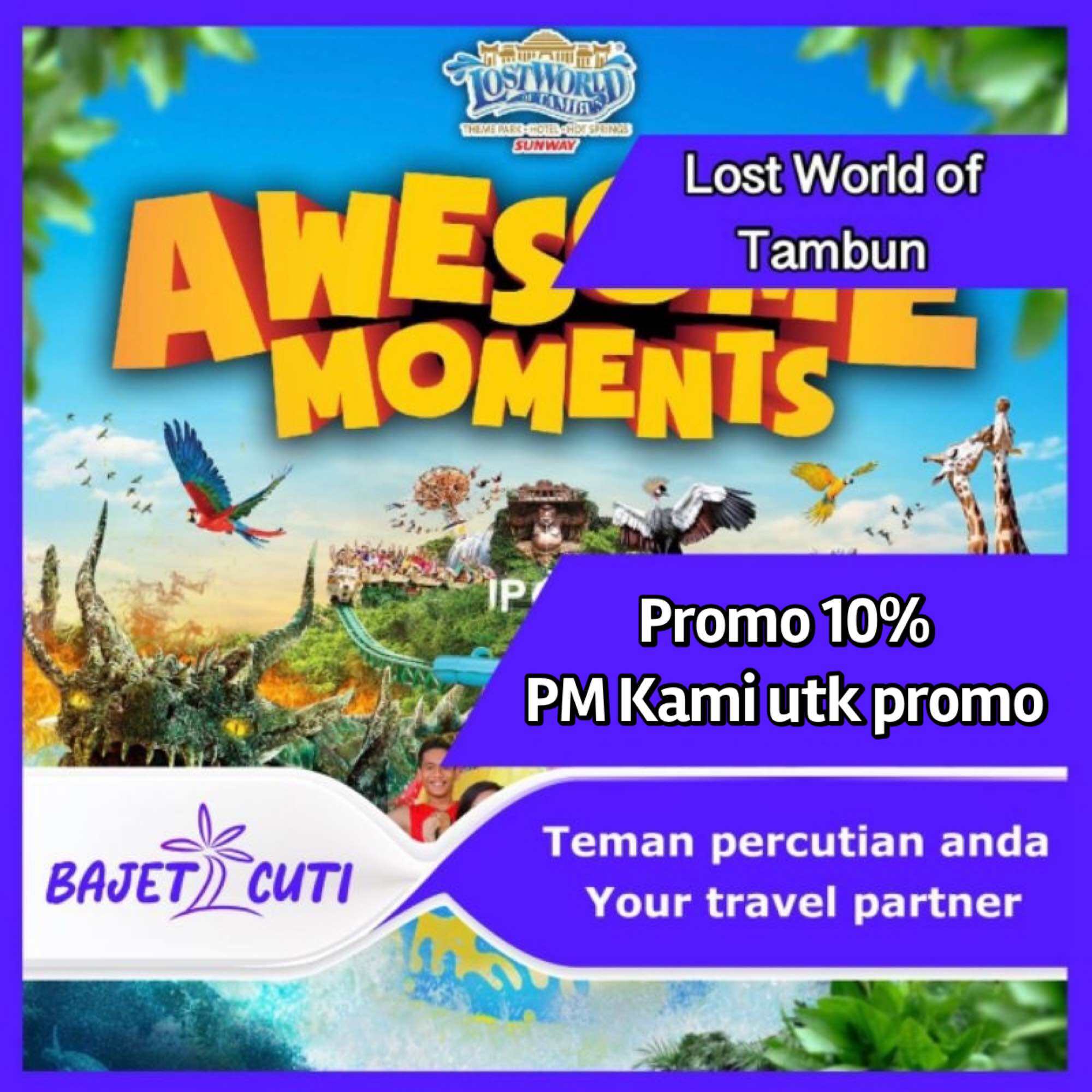 [Chat dulu sblm beli] Lost World of Tambun Themepark + Hotspring 1 Day Combo | Lazada