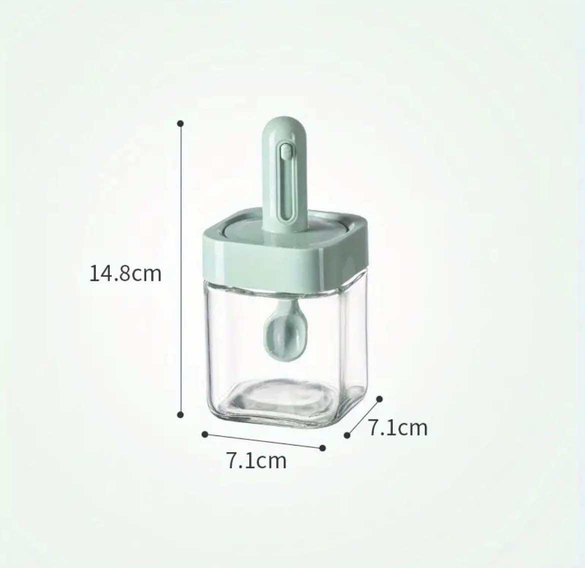 Glass Seasoning Bottle with Extendable Spoon Seasoning Salt Container ...