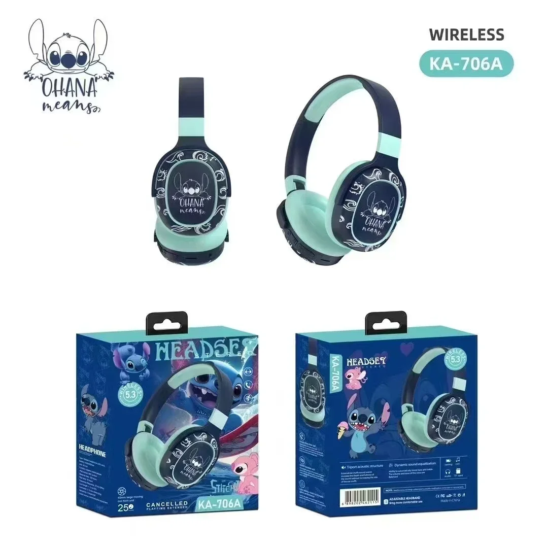 Disney Stitch Bluetooth Headphones Foldable Wireless Earphones Headset ...
