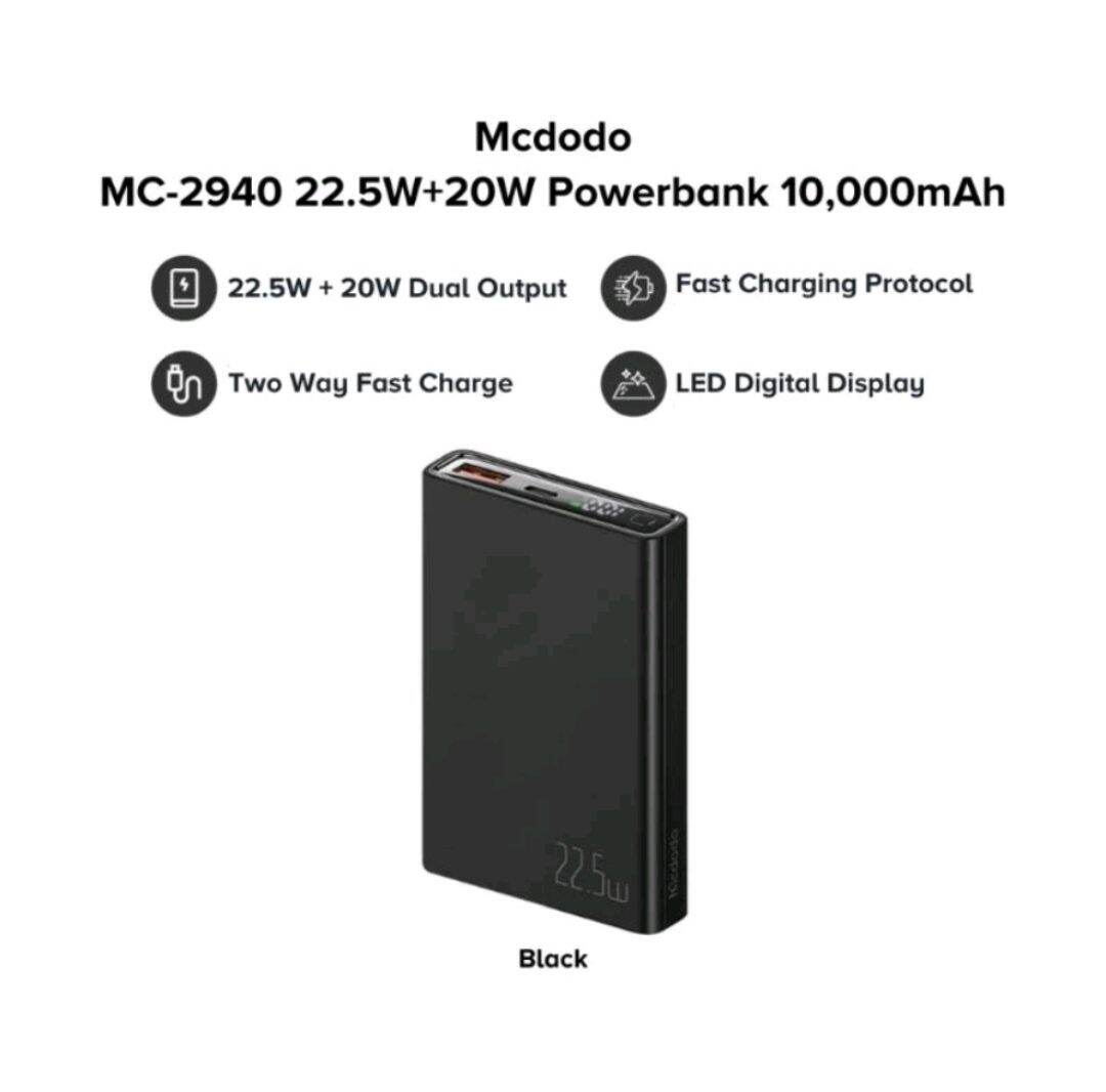 MCDODO MC 2940 Power Bank 10000mAh PD22.5W + QC20W Digital Led Display ...