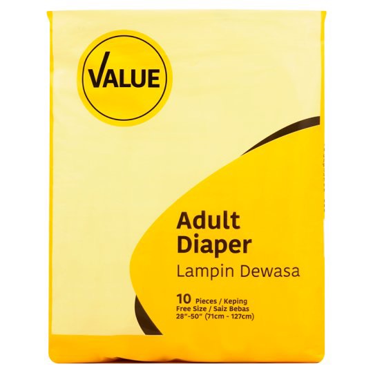 Tesco Value Adult Diaper Free Size Pampers Dewasa Orang Tua 10 Pieces Lazada