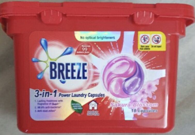 Breeze 3in1 Capsule Detergent Sakura Blossom 18pcs capsules | Lazada