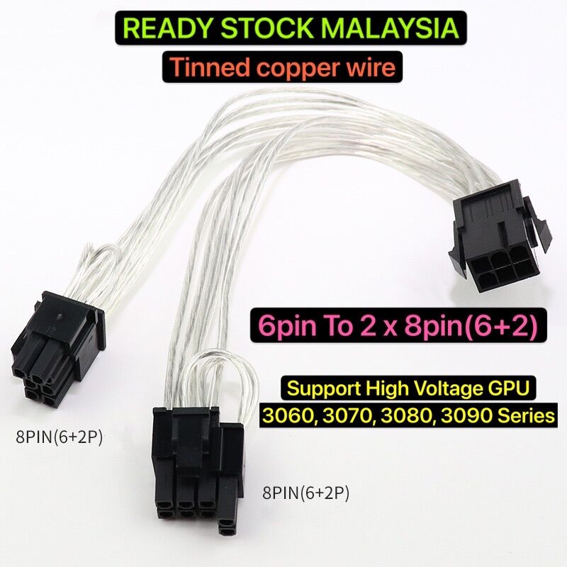 Pcie 8Pin To Dual 8 (6+2)Pin Power Cable Graphic Card Cable 8 Pin Cable ...