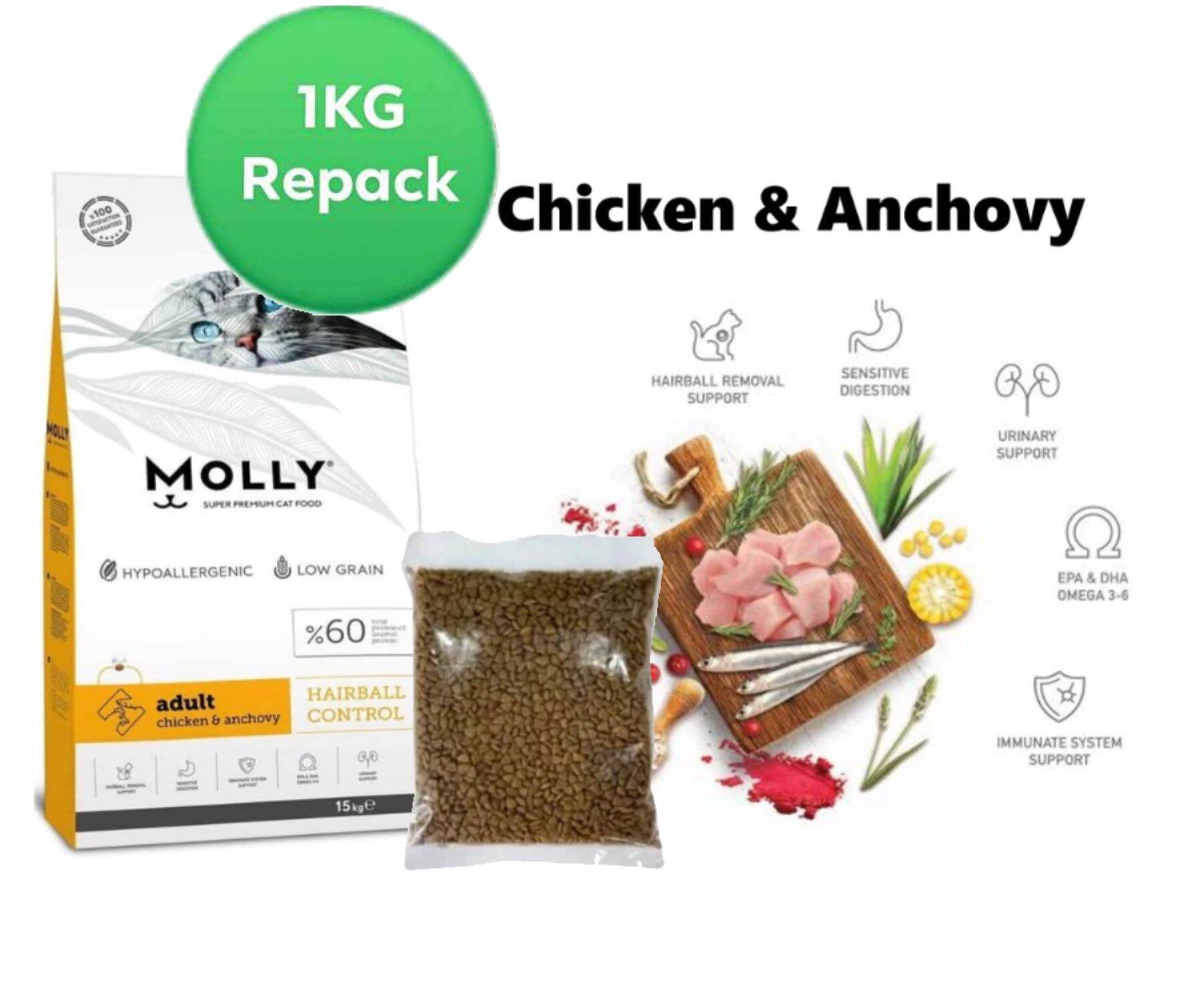 Molly 1KG Repack Super Premium (Kitten & Mother/Hairball Control/Shiny ...