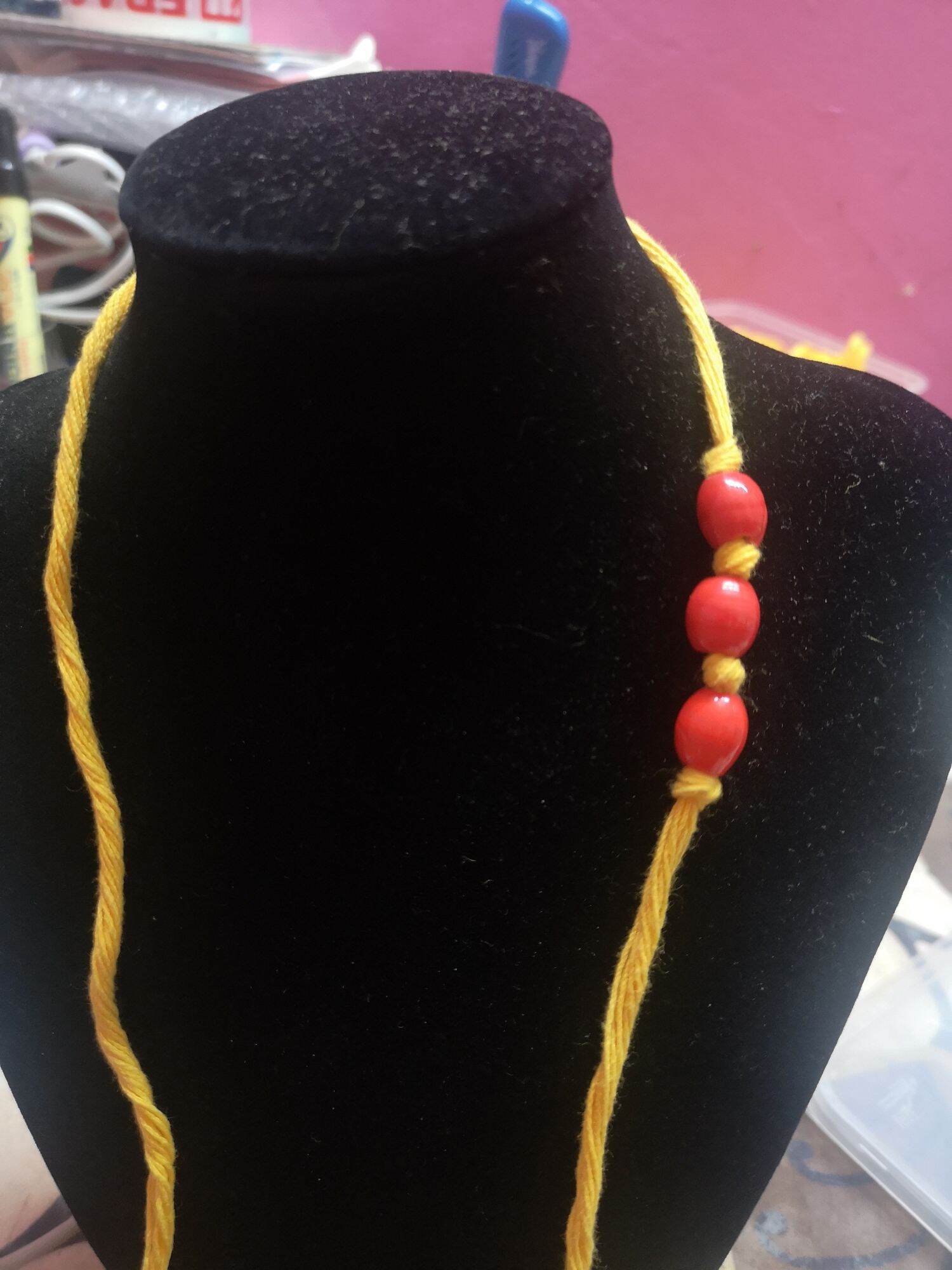 Red beads with manjal thali kayiru | Lazada