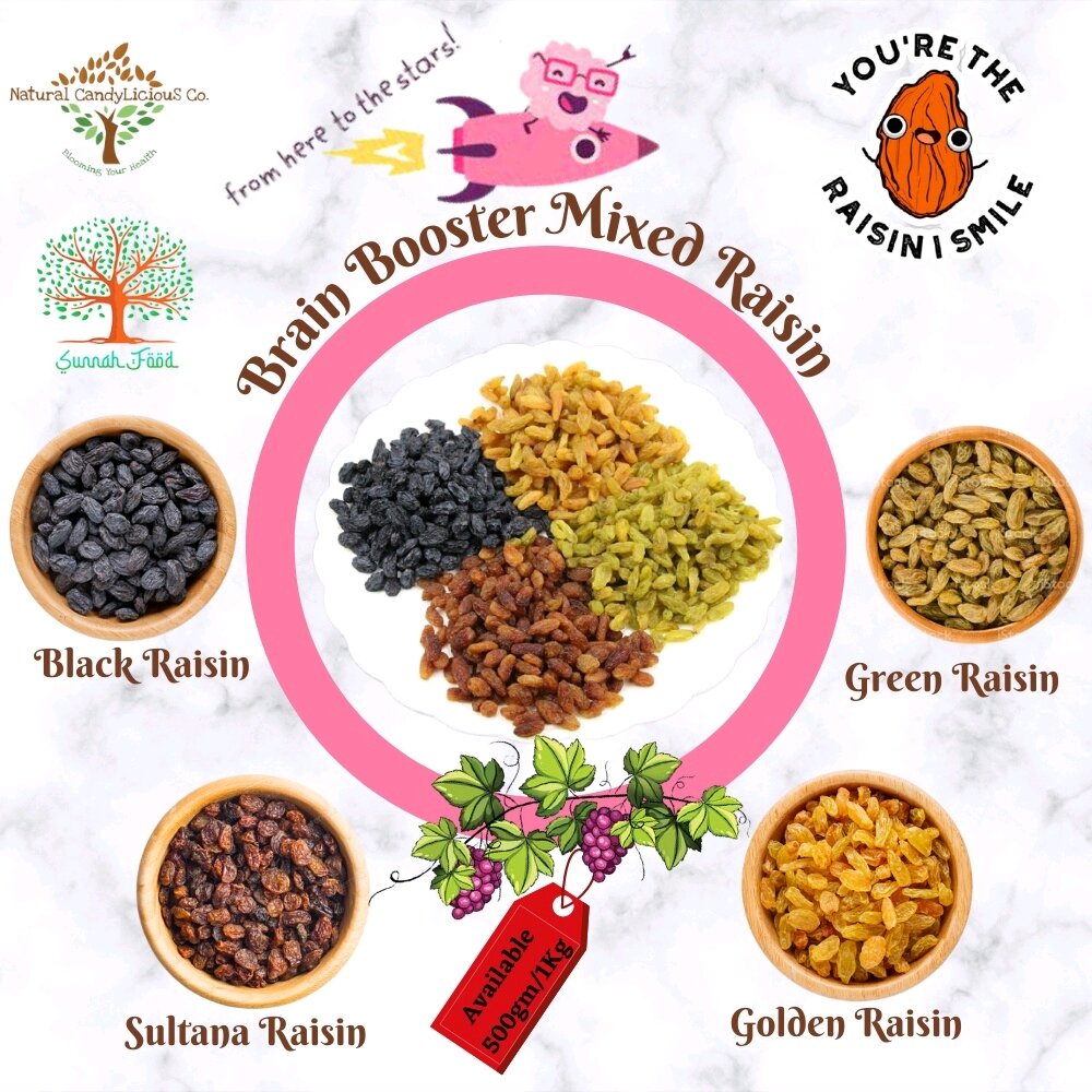 Brain Booster Mixed Raisin – Combination 4 Types of Raisin – Black ...