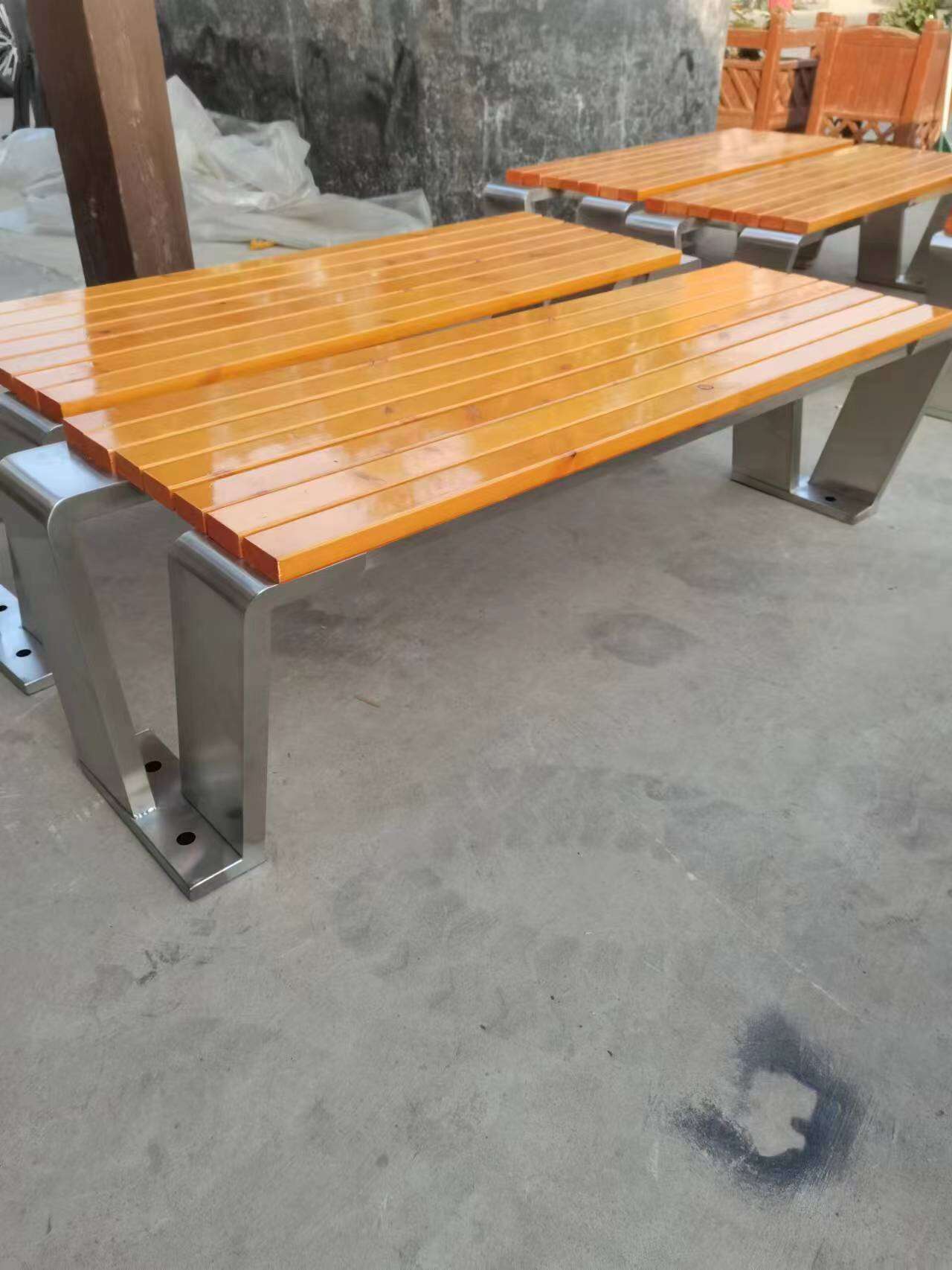 Stainless Steel Park Bench Outdoor Waterproof Wooden Leisure Plastic ...