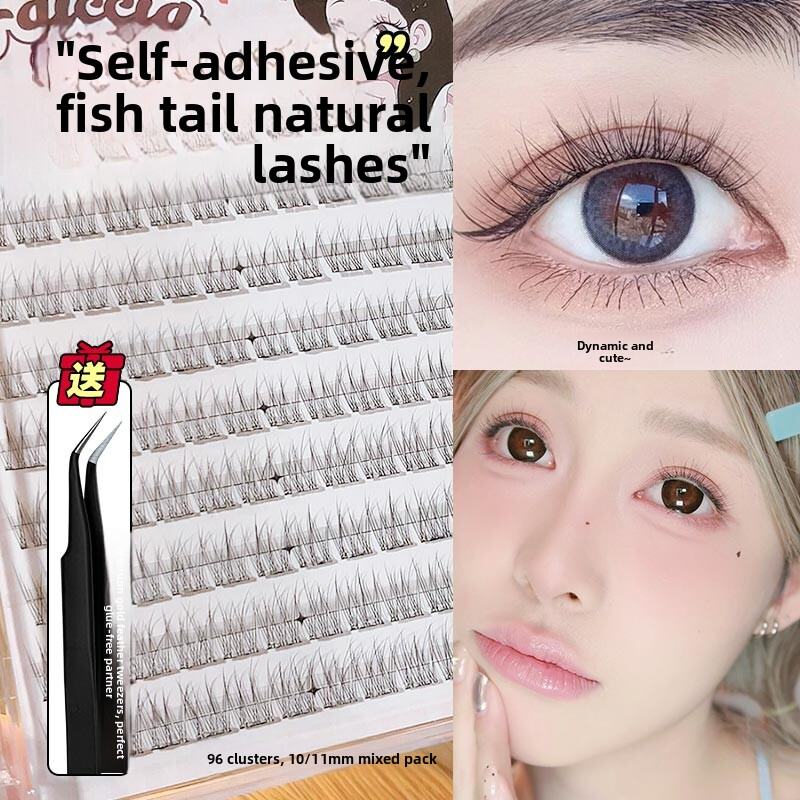 Fish Tail False Eyelashes Single Cluster Natural Looking No Glue Easy ...