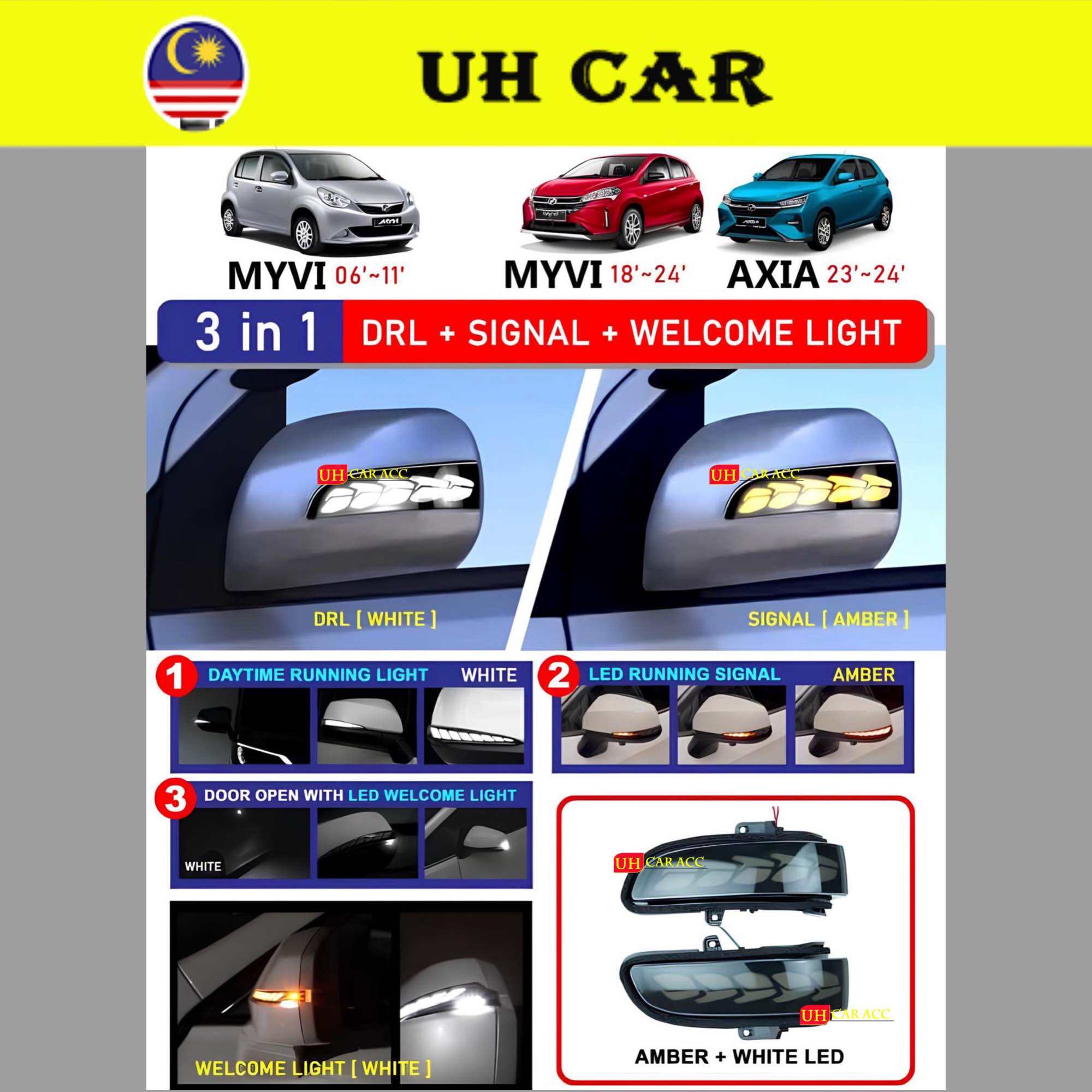 (DRAGON SCALE) Perodua Myvi Axia Side Mirror Winker Lamp Led With ...