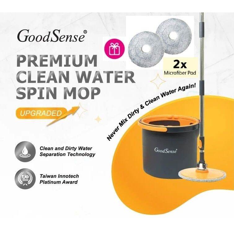 GoodSense Clean Water Spin Mop Water Separated Mop Quick Dry Microfiber ...