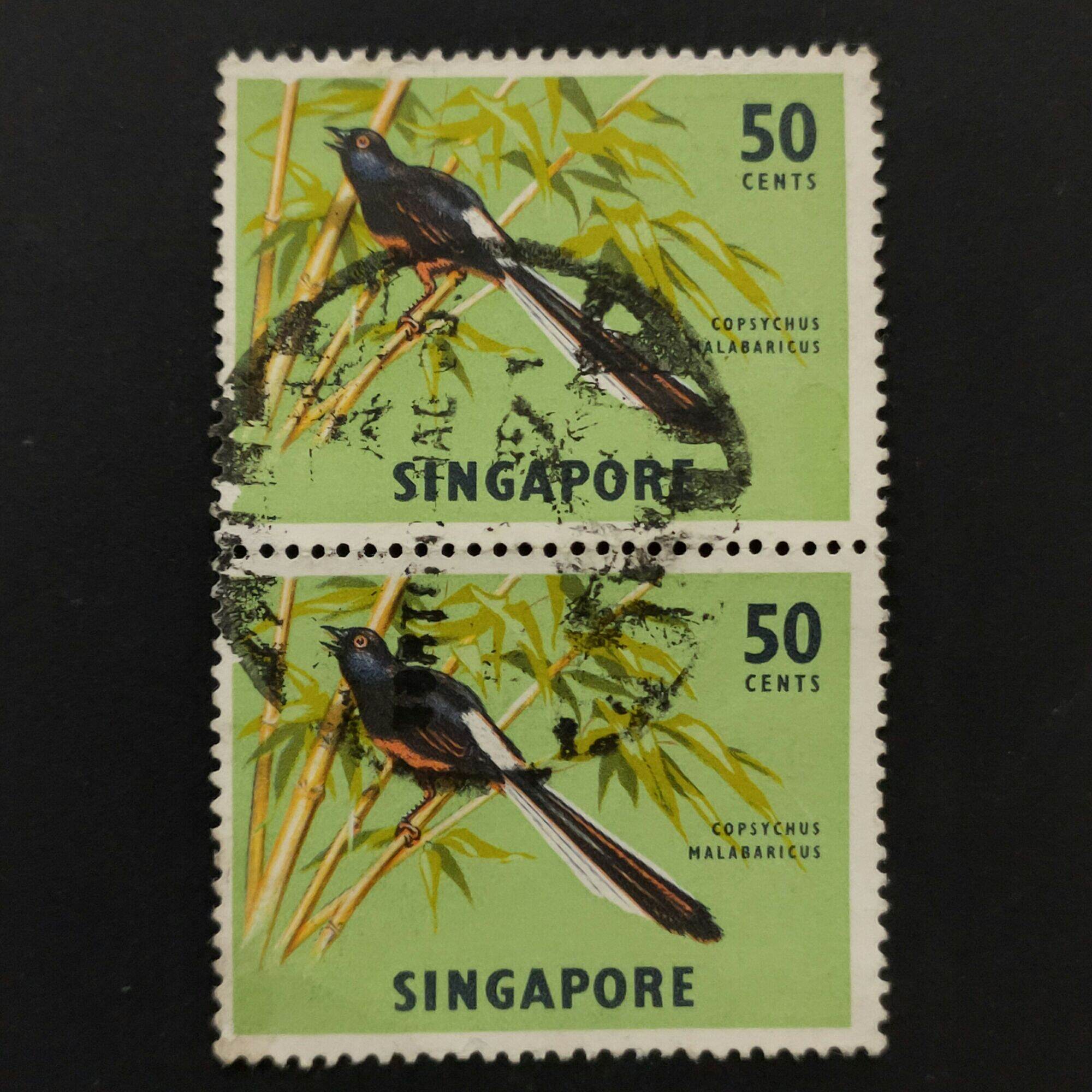 1962 Stamp Singapore-In Vertical.Pair-Unique Used Stamp-50c Bird ...