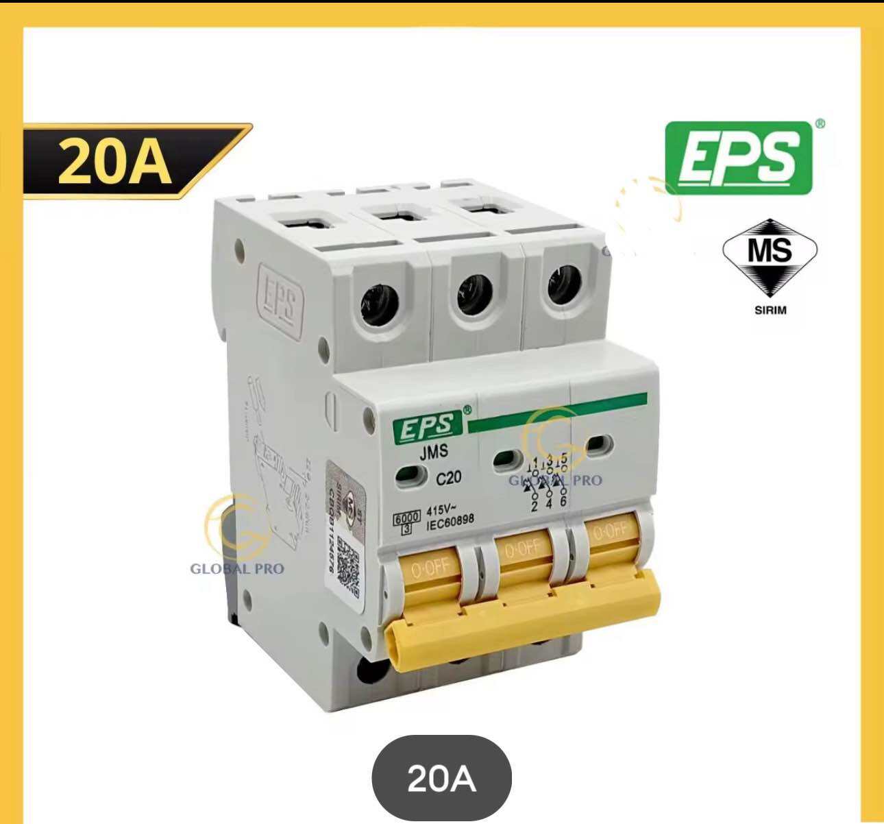 EPS 3 POLE MCB Three Pole Miniature Circuit Breaker MCB DIN Rail Mount Circuit Breaker Kotak ...