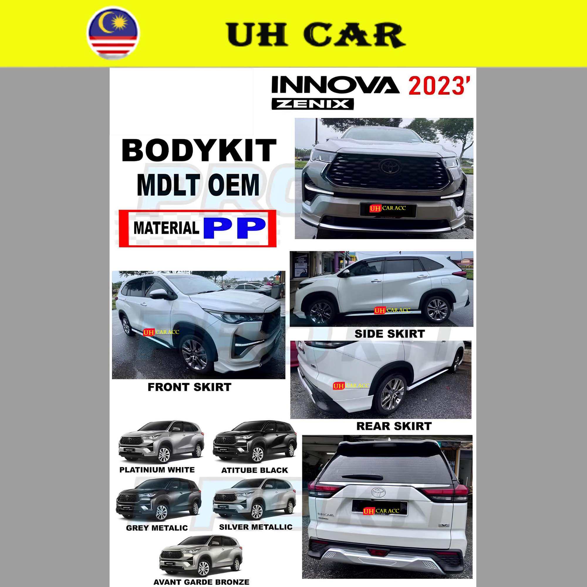Toyota Innova Zenix 2023 2024 OEM MDLT PP Bodykit Skirt Skirting ...