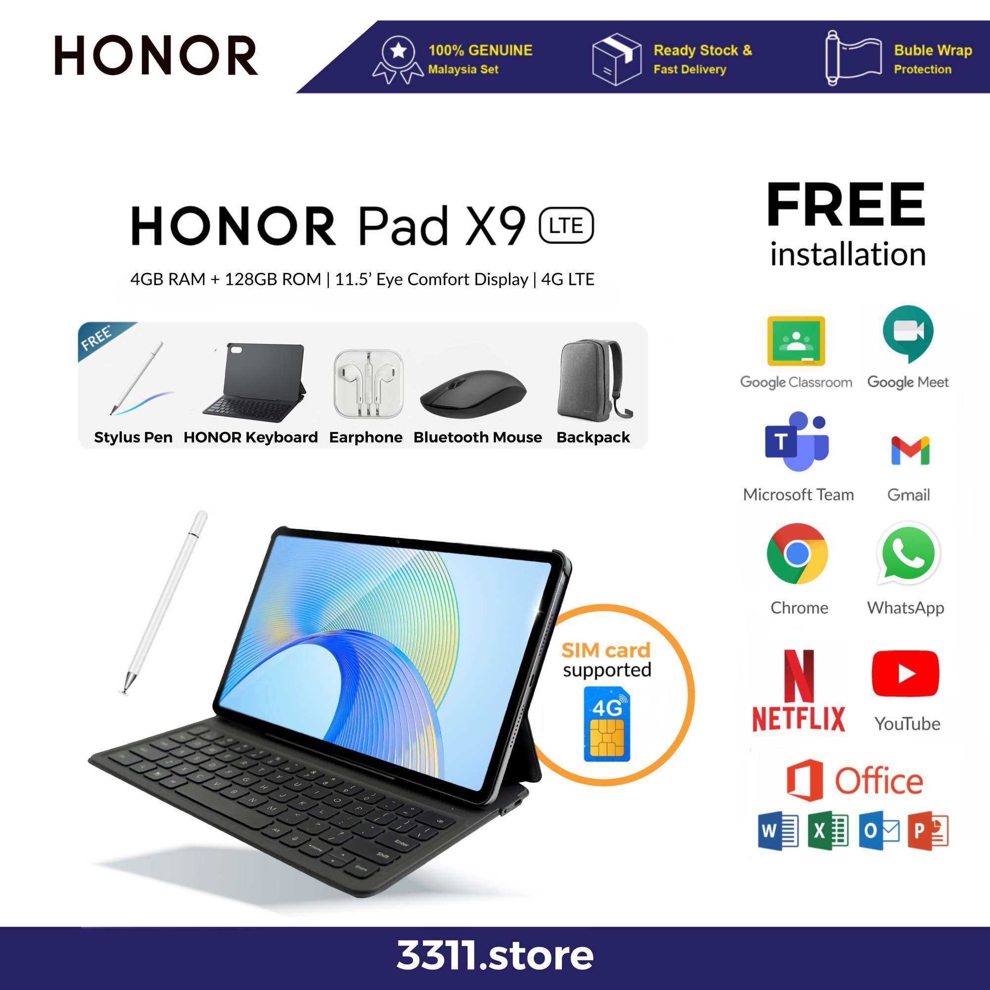 HONOR Pad 9 8GB RAM + 256GB ROM | HONOR Pad X9 128GB LTE | Original set 1 year warranty by HONOR ...