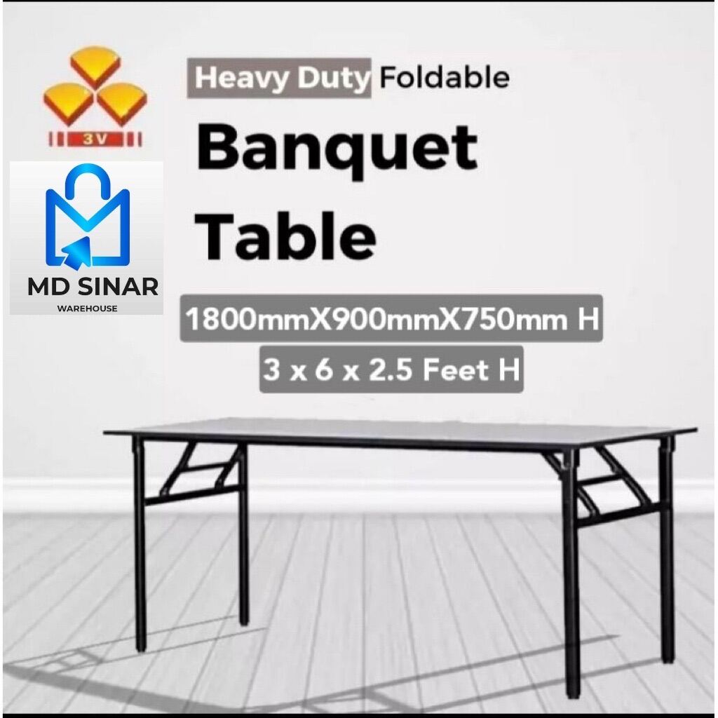 MD SINAR 3V 3X6 Feet Heavy Duty Laminated Wood Top Banquet Table ...