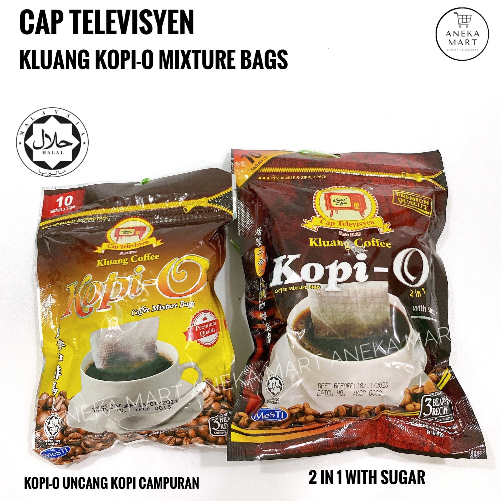 Cap Televisyen Kopi-O Kluang Coffee Mixture Bags Uncang Kopi Campuran ...