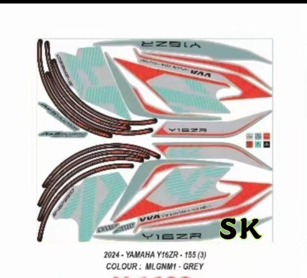 YAMAHA Y16 Y16ZR V1 V2 155 (3) 2024 Y SUKU STRIPE BODY STICKER (READY ...