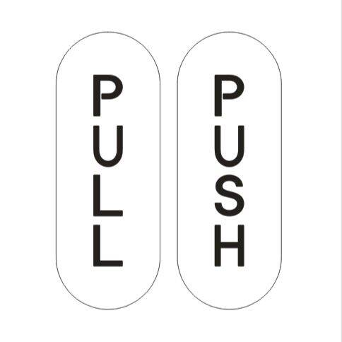 Label Pull Push Sign Waterproof / Minimalist Door Wall Signage Sticker ...
