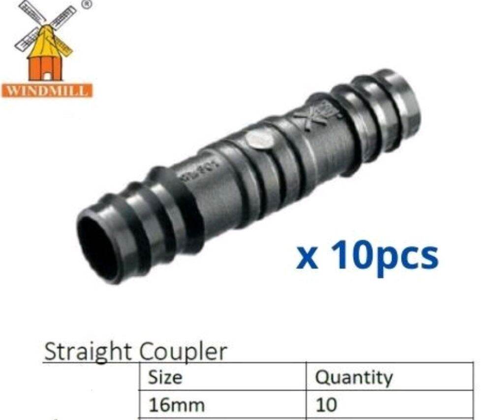 [16mm x 10pcs] Windmill Irrigation Straight Couple Connector | Lazada